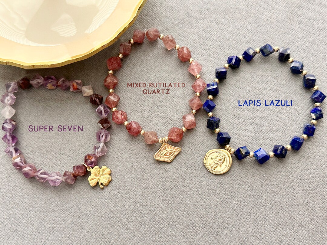 Super Seven Healing Bracelet, Stackable Gemstone Bracelets, Gemstone ...