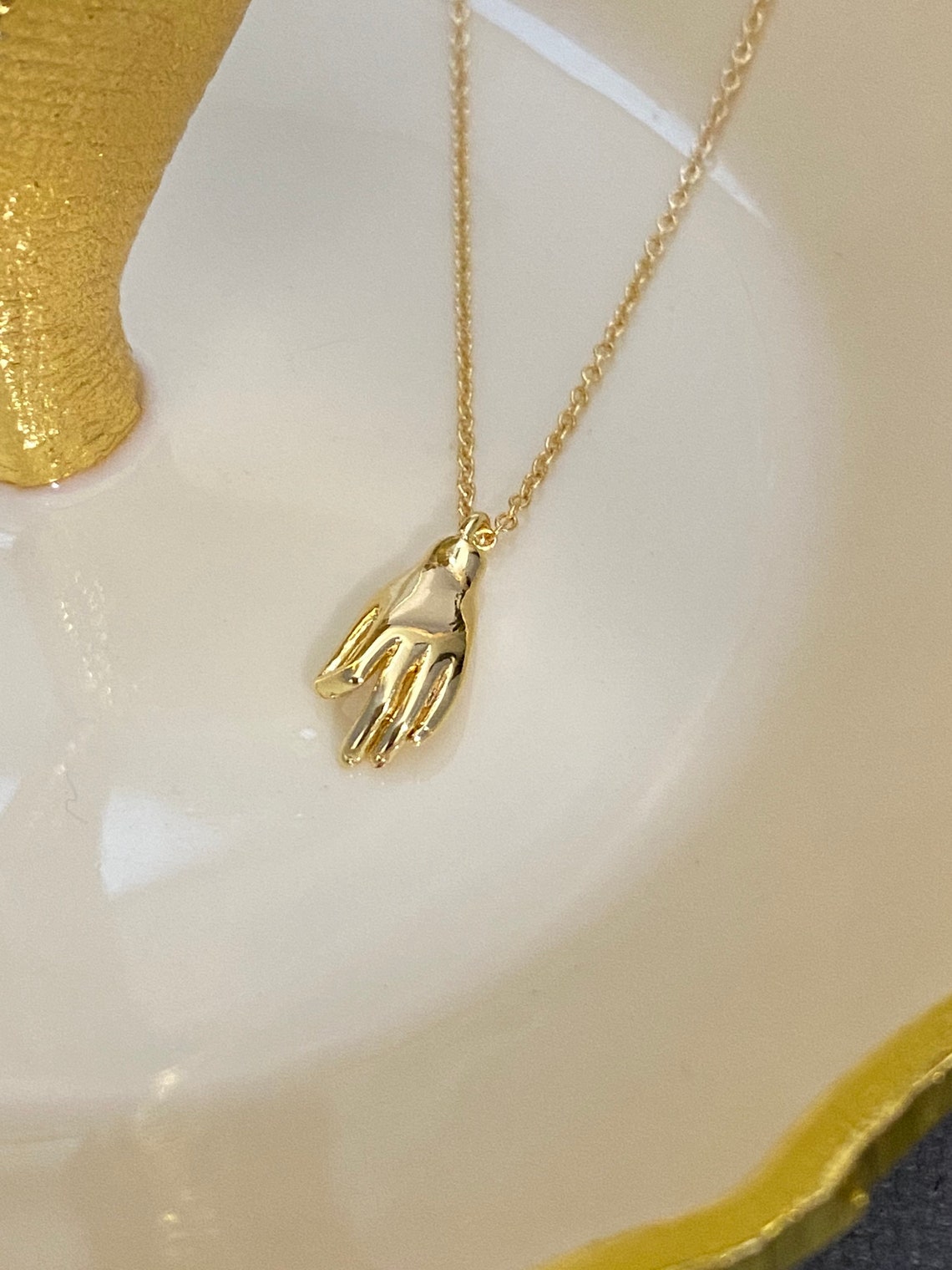 Gold Mudra Hand Necklace Gyan Mudra Hand Necklace Hand Mudra | Etsy