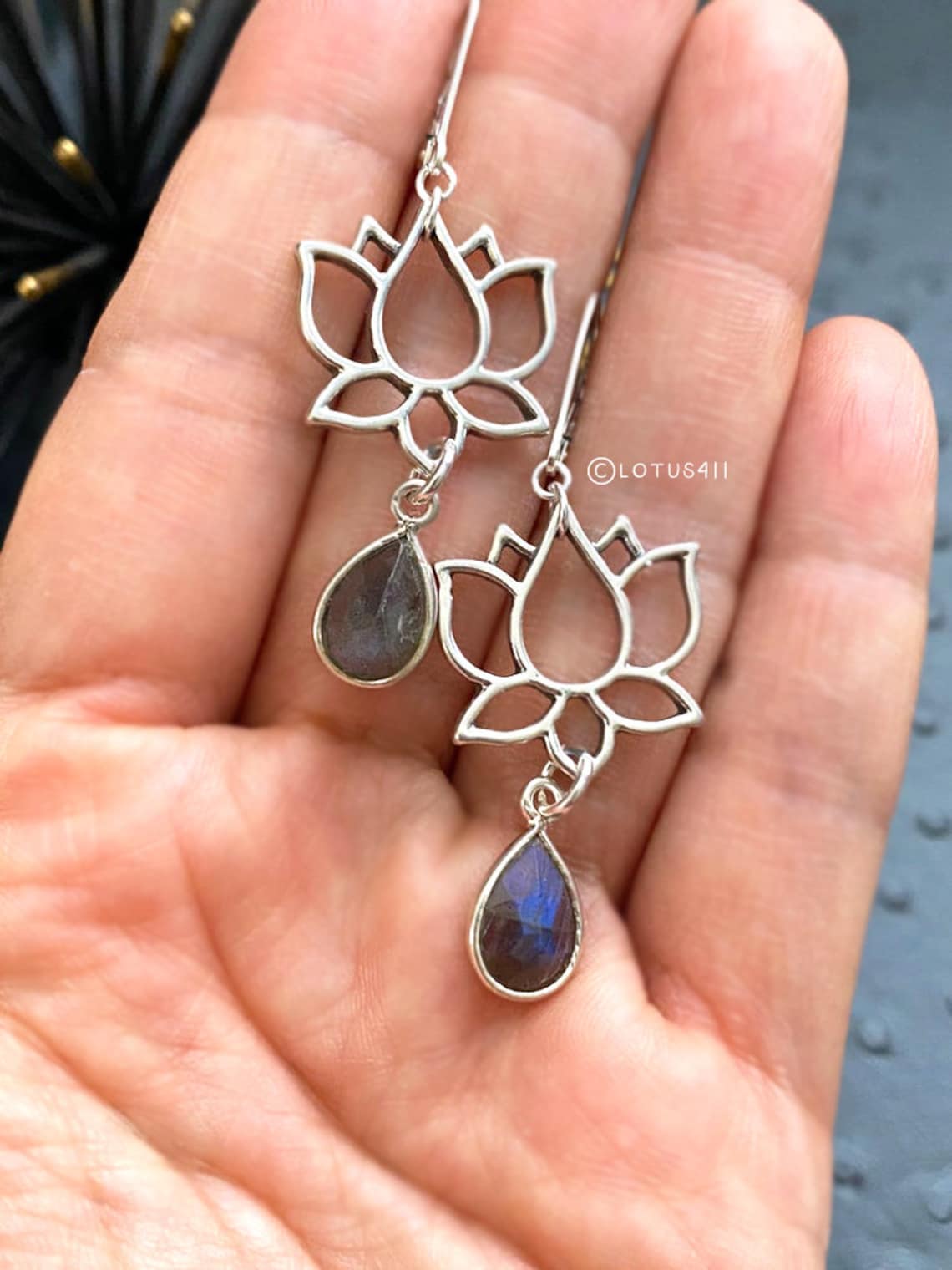 Lotus Flower Earrings Gold Lotus Earrings Lotus Jewelry | Etsy