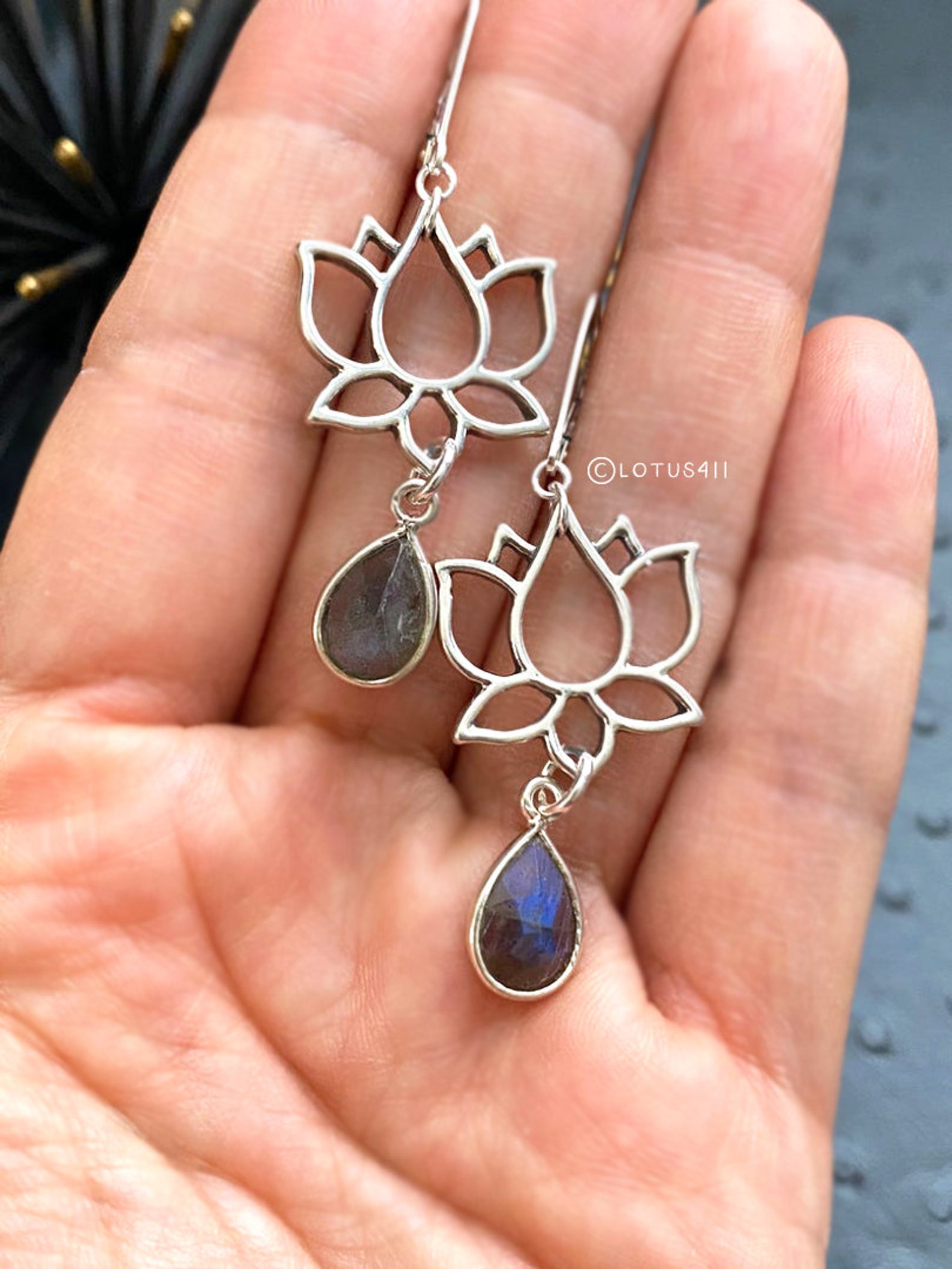 Lotus Flower Earrings Gold Lotus Earrings Lotus Jewelry | Etsy