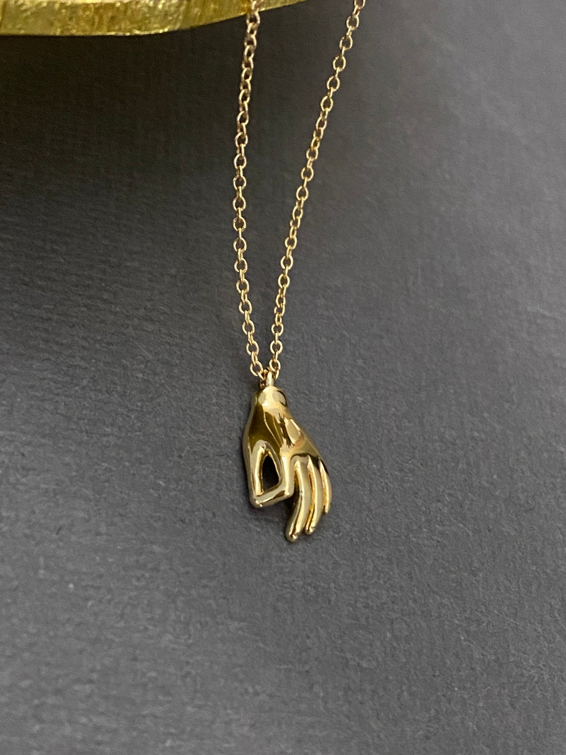 Gold Mudra Hand Necklace Gyan Mudra Hand Necklace Hand Mudra | Etsy