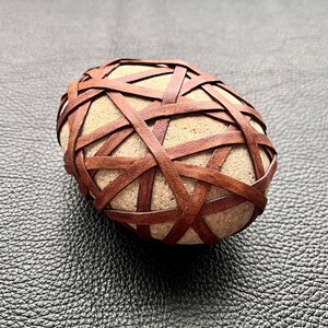 Large Random Weave Wrapped Rock, Wrapped Stone, Zen Stone, Leather ...