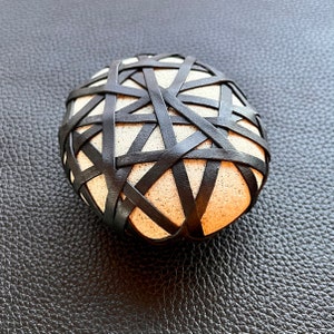 Large Random Weave Wrapped Rock, Wrapped Stone, Zen Stone, Leather ...