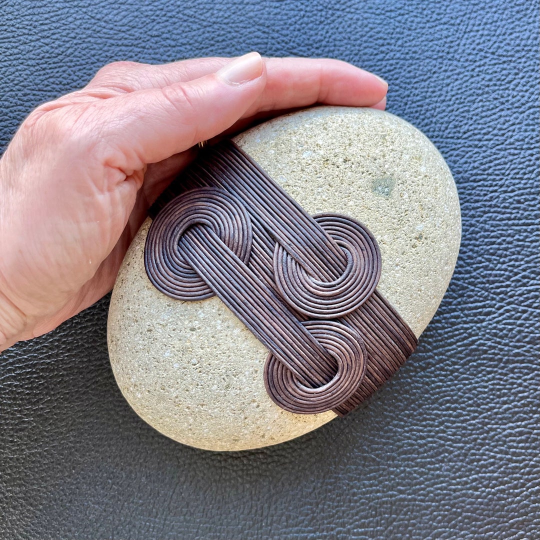 EXTRA LARGE Leather Wrapped Rock, Wrapped Stone, Zen Stone, Meditation ...