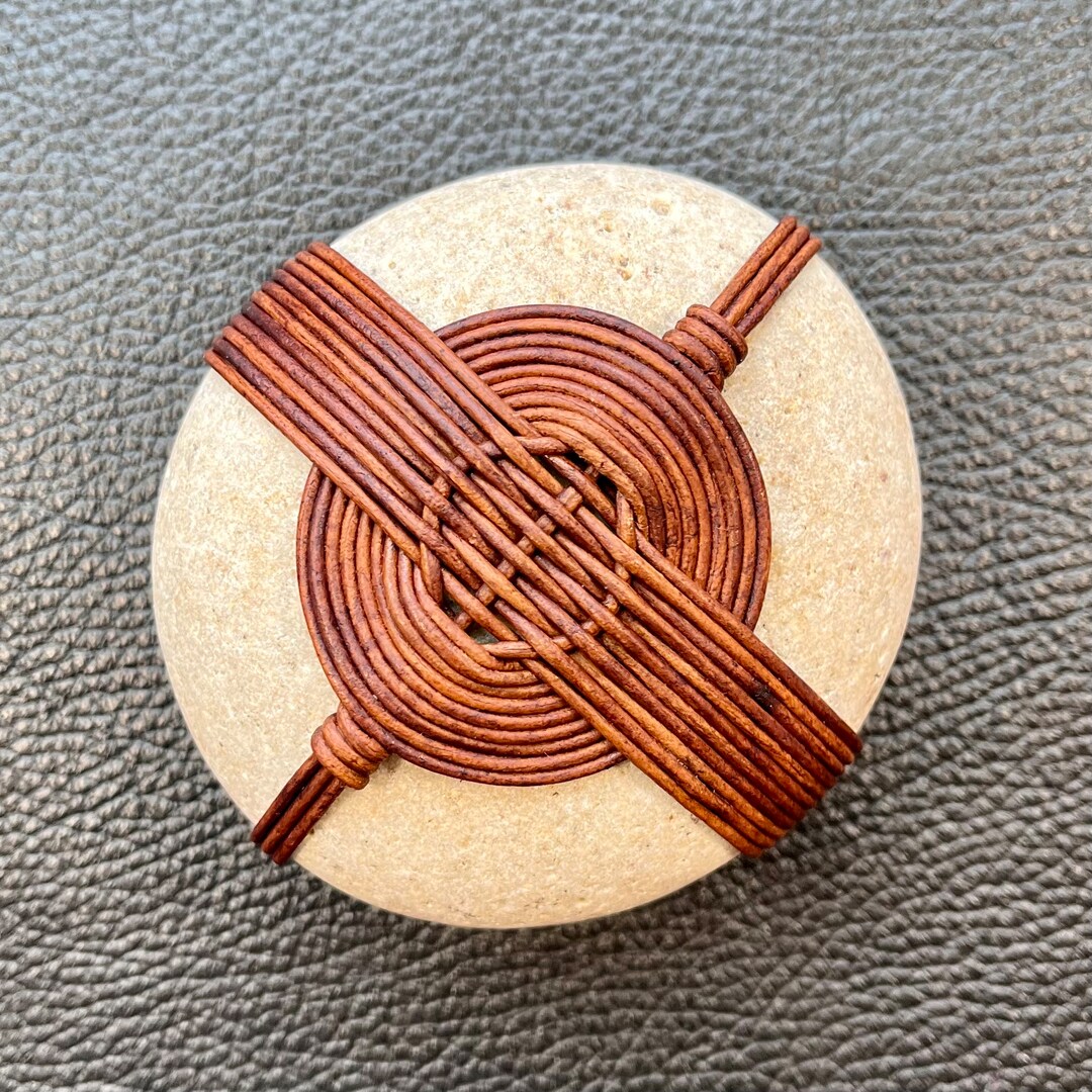 Large Leather Wrapped Rock, Wrapped Stone, Zen Stone, Meditation Stone ...