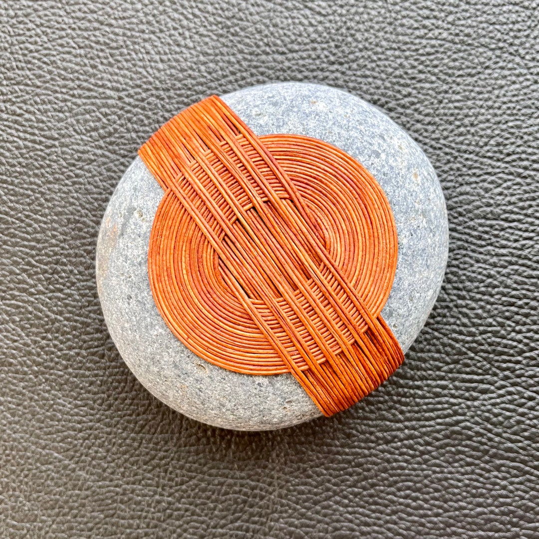 Large Leather Wrapped Rock, Wrapped Stone, Zen Stone, Meditation Stone ...