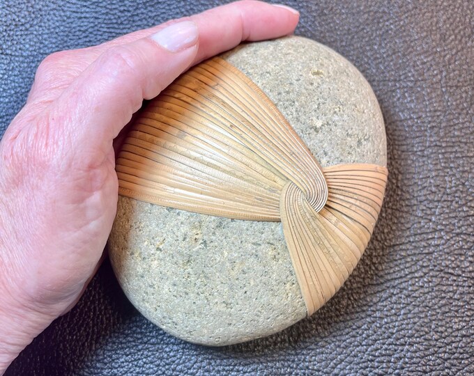 EXTRA LARGE Cane Wrapped Rock, Wrapped Stone, Zen Stone, Wrapped Stones ...