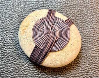 Large Leather Wrapped Rock, Wrapped Stone, Zen Stone, Meditation Stone ...