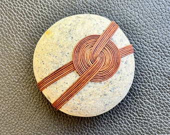 Large Random Weave Wrapped Rock, Wrapped Stone, Zen Stone, Leather ...