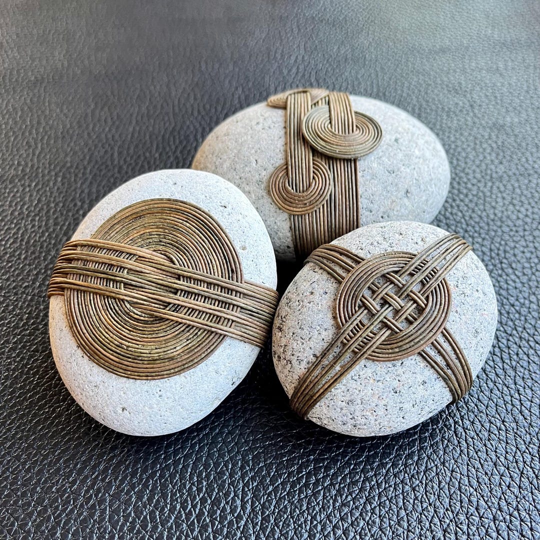 Trio of Wrapped Rocks, Zen Stones, Meditation Stones, Serenity Stones, Wrapped Stones - Etsy