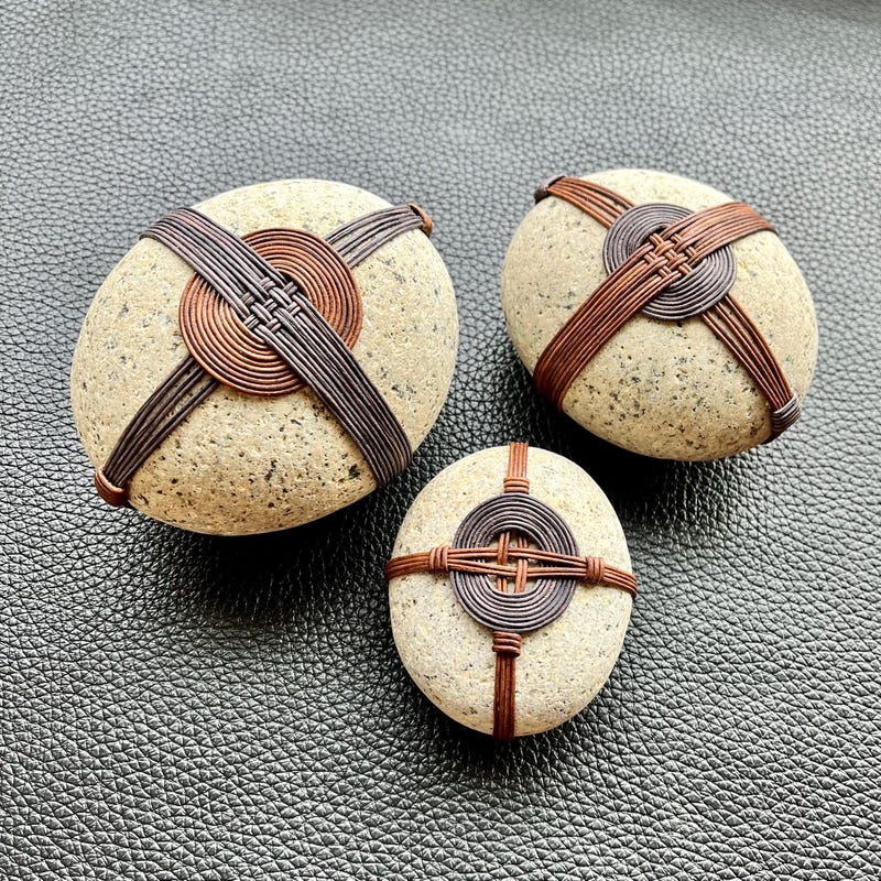 Cane Wrapped Rocks - Etsy
