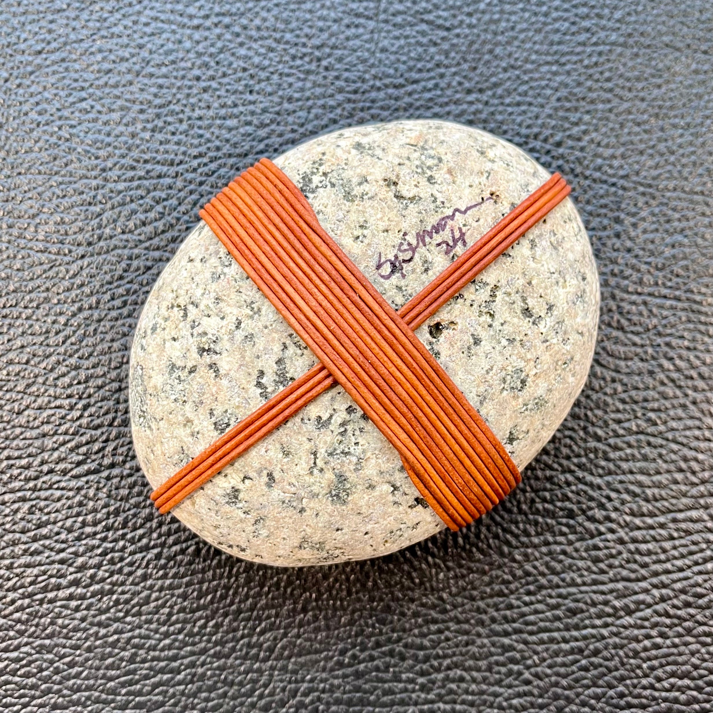 Large Leather Wrapped Rock, Wrapped Stone, Zen Stone, Meditation Stone ...