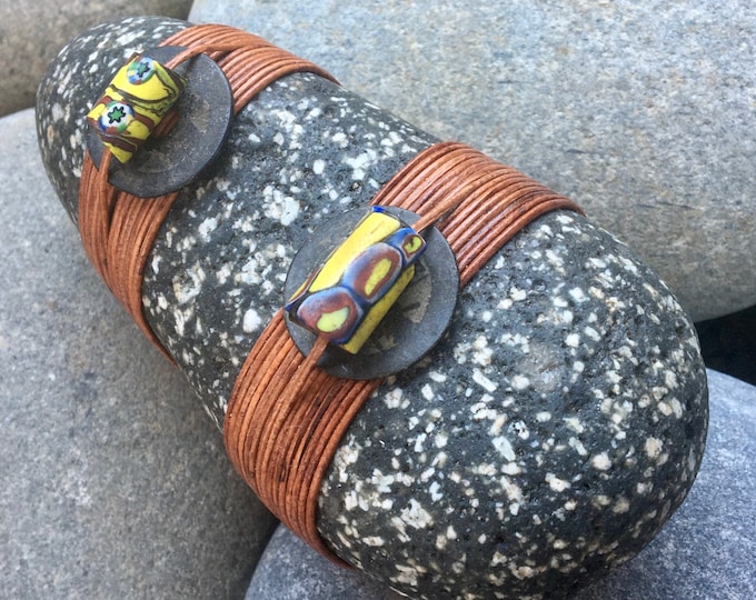 Wrapped Rock, Rock Art, Wrapped Stone, Leather Wrapped Rock, Serenity ...