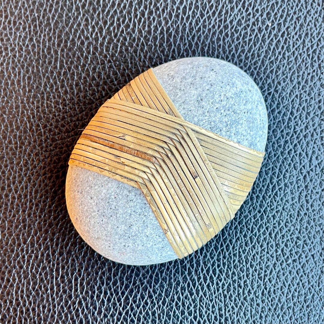 Large Cane Wrapped Rock, Wrapped Stone, Zen Stone, Wrapped Stones ...