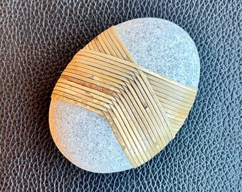 EXTRA LARGE Cane Wrapped Rock, Wrapped Stone, Zen Stone, Wrapped Stones ...