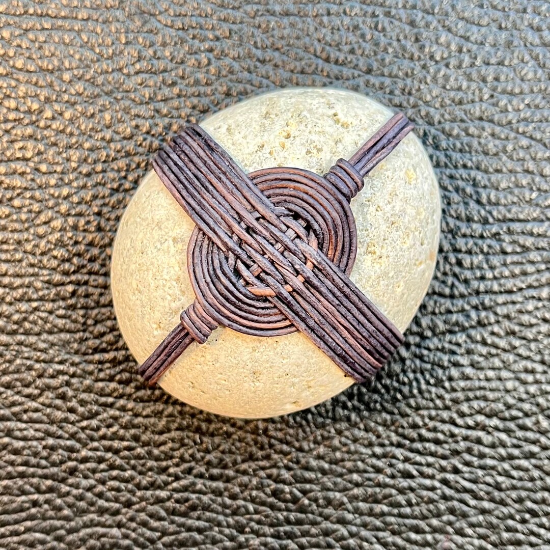 Medium Leather Wrapped Rock, Wrapped Stone, Zen Stone, Meditation Stone ...