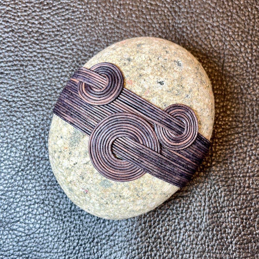 Large Leather Wrapped Rock, Wrapped Stone, Zen Stone, Meditation Stone ...