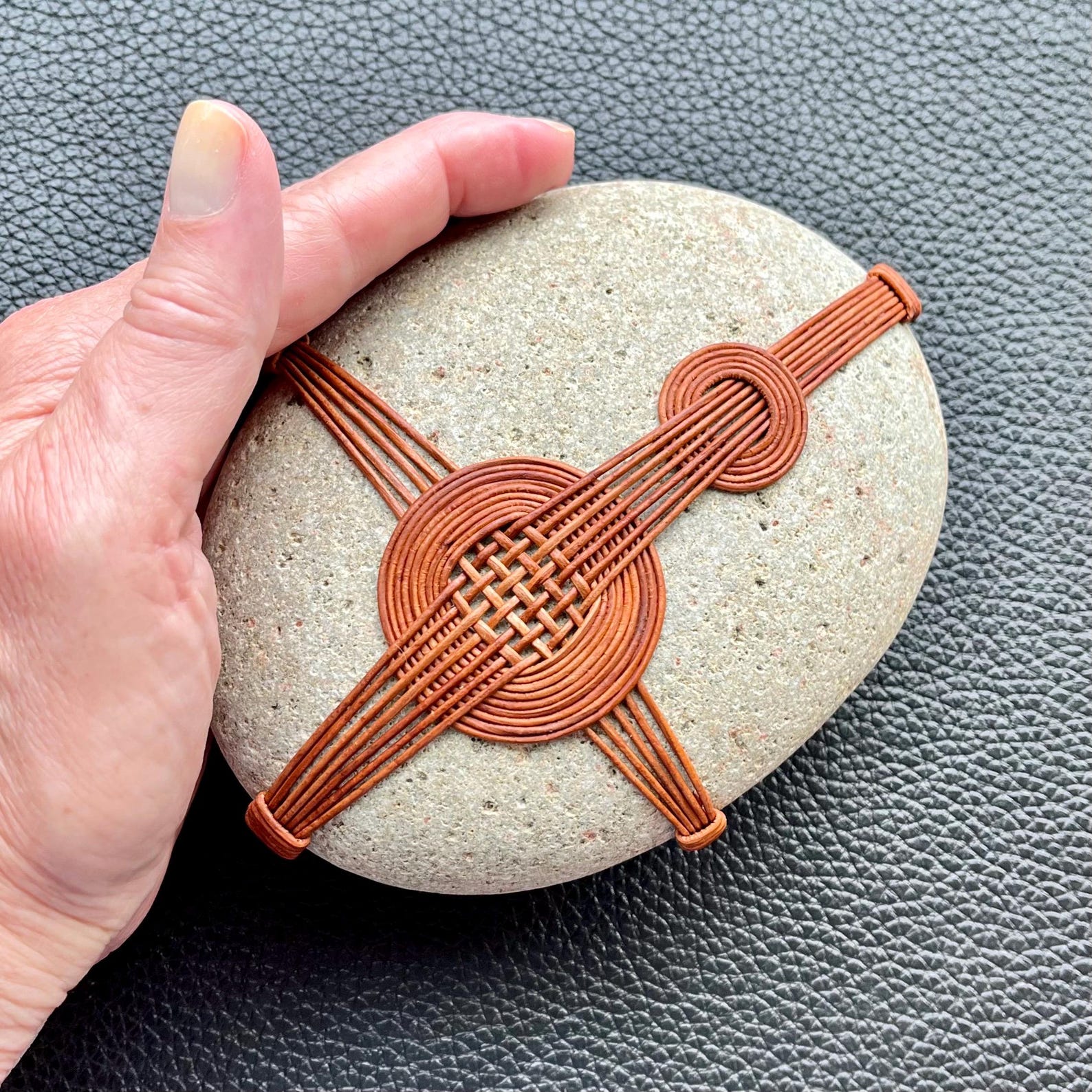 EXTRA LARGE Leather Wrapped Rock, Wrapped Stone, Zen Stone, Meditation ...