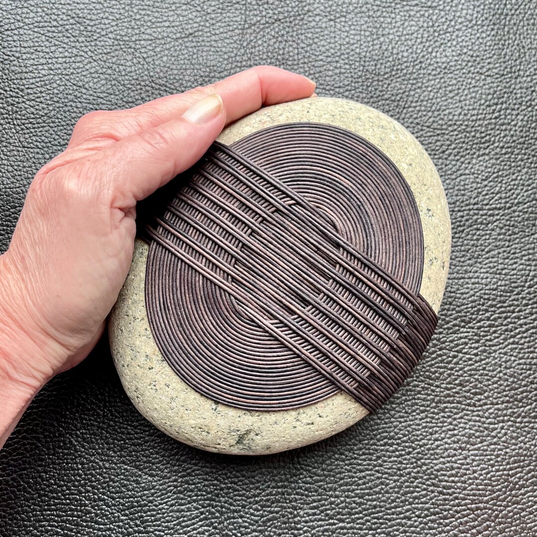 EXTRA LARGE Leather Wrapped Rock, Wrapped Stone, Zen Stone, Meditation ...