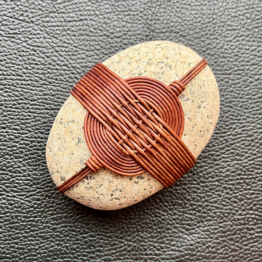 Large Leather Wrapped Rock Wrapped Stone Zen Stone - Etsy