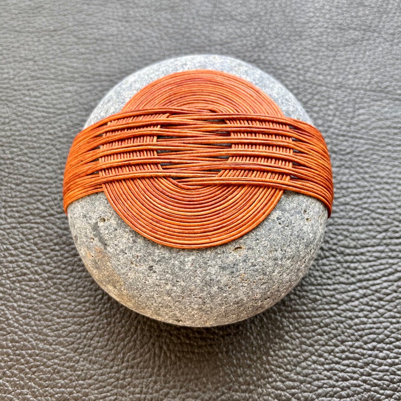 Large Leather Wrapped Rock, Wrapped Stone, Zen Stone, Meditation Stone ...