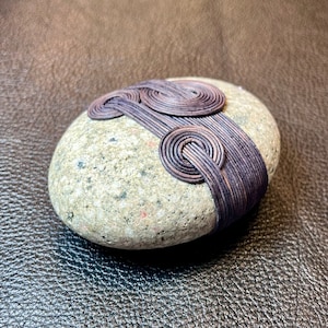 Large Leather Wrapped Rock, Wrapped Stone, Zen Stone, Meditation Stone ...