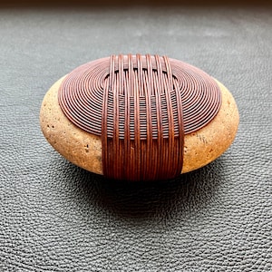 EXTRA LARGE Leather Wrapped Rock, Wrapped Stone, Zen Stone, Meditation ...