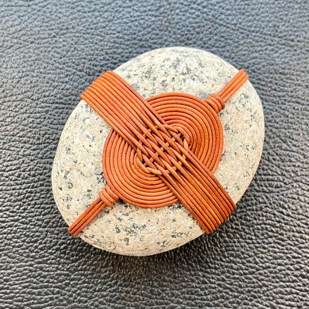 Large Leather Wrapped Rock, Wrapped Stone, Zen Stone, Meditation Stone ...