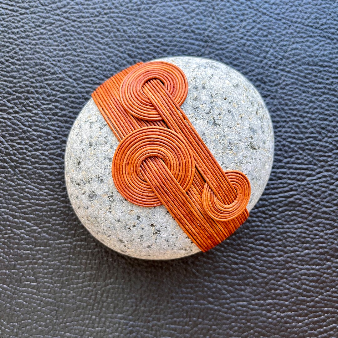Large Leather Wrapped Rock, Wrapped Stone, Zen Stone, Meditation Stone ...