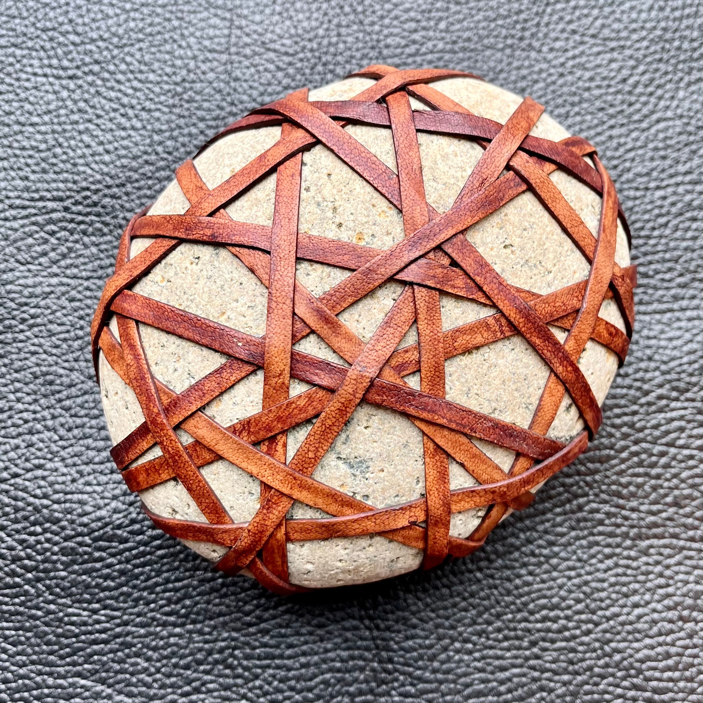 EXTRA LARGE Random Weave Wrapped Rock, Wrapped Stone, Zen Stone ...