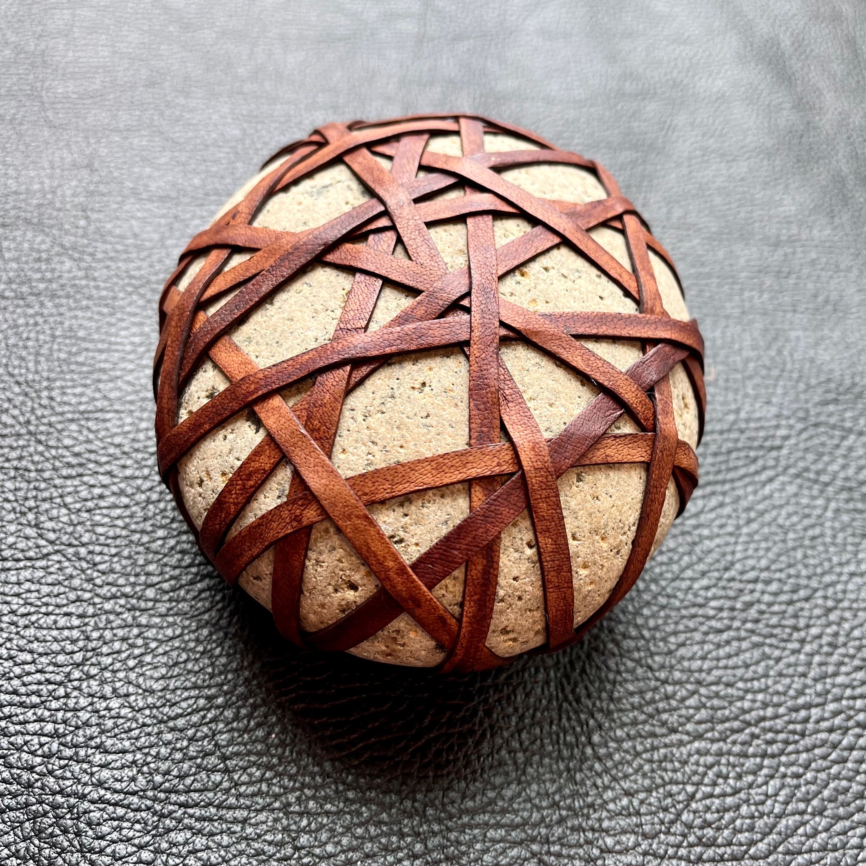 EXTRA LARGE Random Weave Wrapped Rock, Wrapped Stone, Zen Stone ...