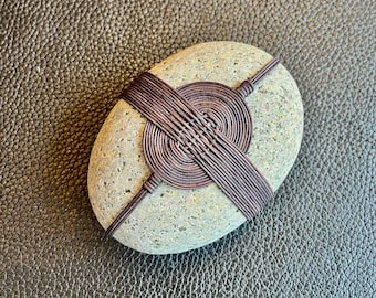 EXTRA LARGE Leather Wrapped Rock, Wrapped Stone, Zen Stone, Meditation ...