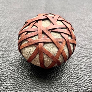 Large Random Weave Wrapped Rock, Wrapped Stone, Zen Stone, Leather ...