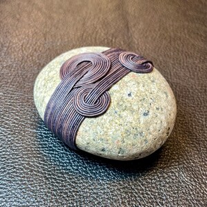 Large Leather Wrapped Rock, Wrapped Stone, Zen Stone, Meditation Stone ...