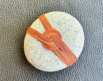 Large Leather Wrapped Rock, Wrapped Stone, Zen Stone, Meditation Stone ...