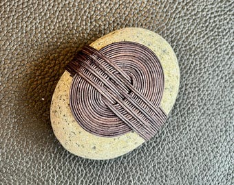 Large Random Weave Wrapped Rock, Wrapped Stone, Zen Stone, Leather ...