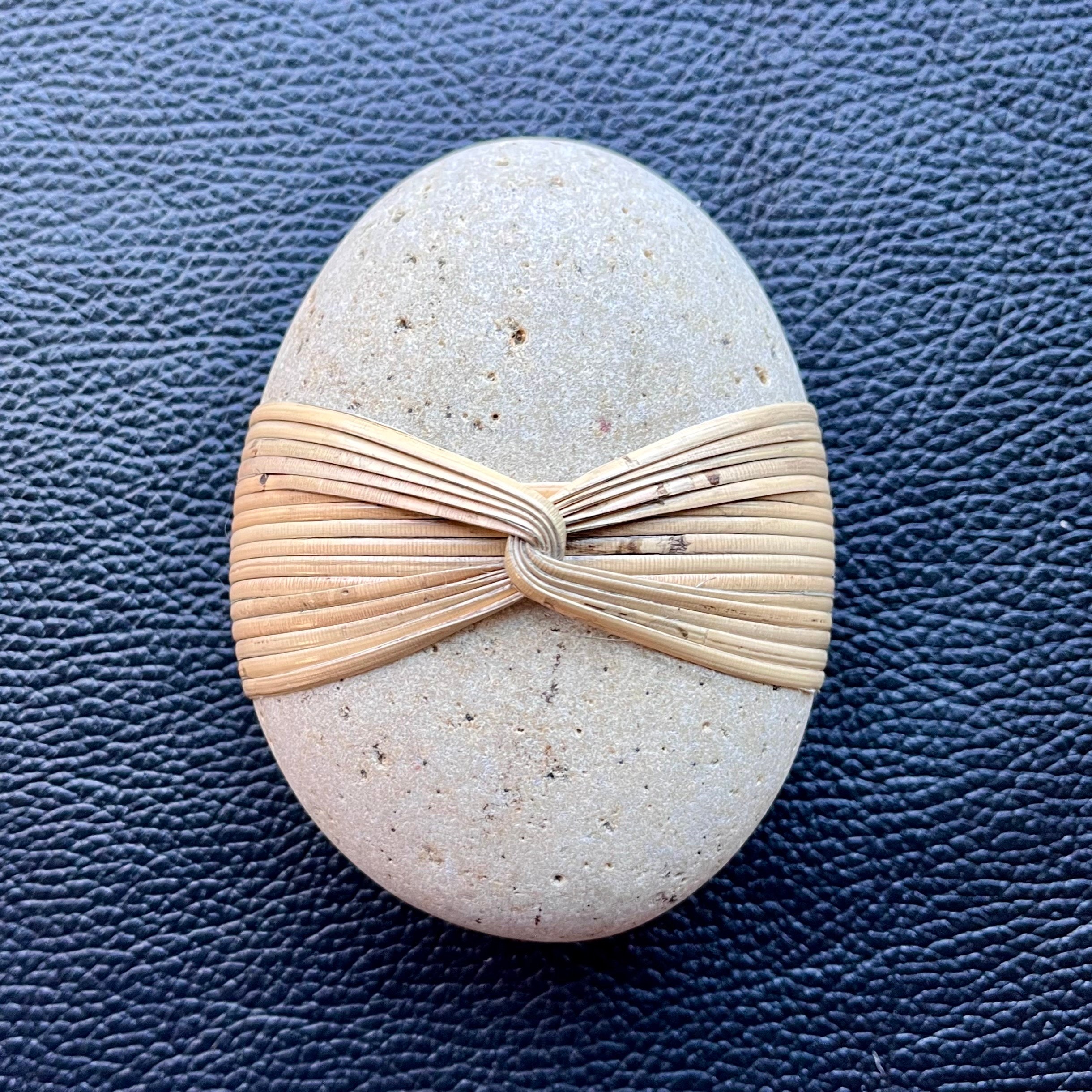 Large Cane Wrapped Rock, Wrapped Stone, Zen Stone, Wrapped Stones ...