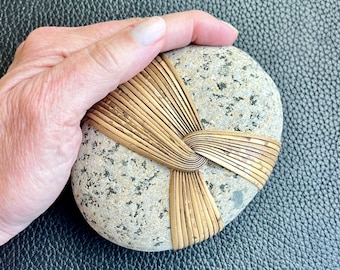 EXTRA LARGE Leather Wrapped Rock, Wrapped Stone, Zen Stone, Meditation ...
