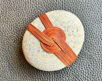 Large Leather Wrapped Rock, Wrapped Stone, Zen Stone, Meditation Stone ...