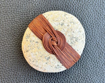 Large Leather Wrapped Rock, Wrapped Stone, Zen Stone, Meditation Stone ...