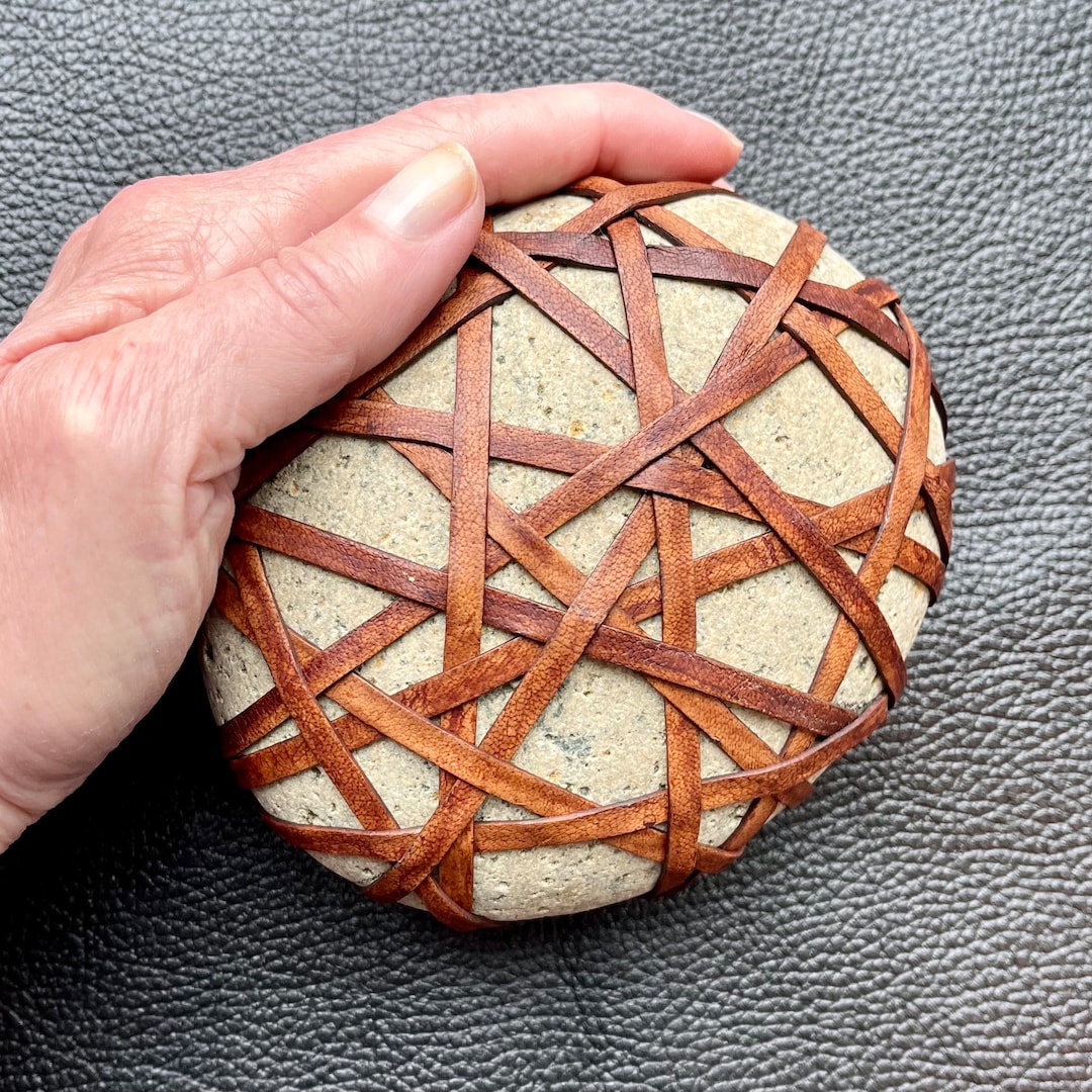 EXTRA LARGE Random Weave Wrapped Rock, Wrapped Stone, Zen Stone ...