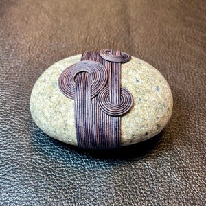 Large Leather Wrapped Rock, Wrapped Stone, Zen Stone, Meditation Stone ...