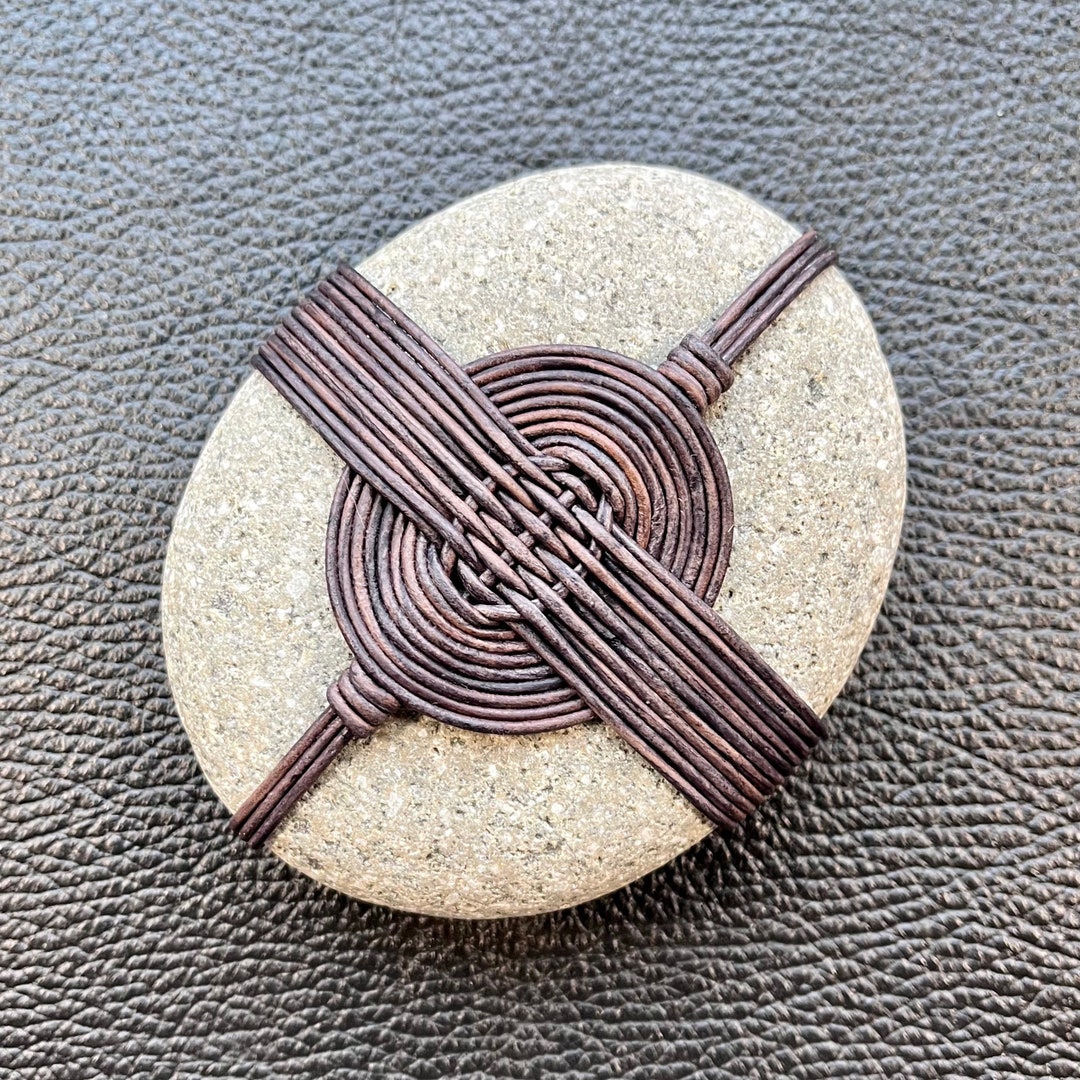 Large Leather Wrapped Rock, Wrapped Stone, Zen Stone, Meditation Stone ...