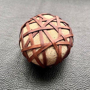 Large Random Weave Wrapped Rock, Wrapped Stone, Zen Stone, Leather ...
