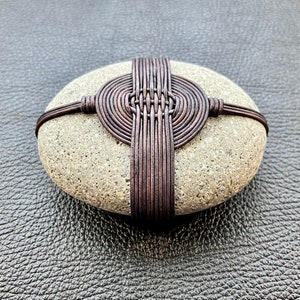 Large Leather Wrapped Rock, Wrapped Stone, Zen Stone, Meditation Stone ...