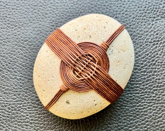 Large Leather Wrapped Rock, Wrapped Stone, Zen Stone, Meditation Stone ...