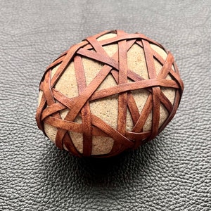 Large Random Weave Wrapped Rock, Wrapped Stone, Zen Stone, Leather ...