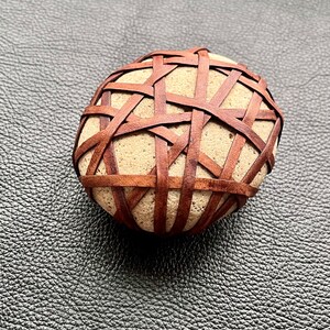 Large Random Weave Wrapped Rock, Wrapped Stone, Zen Stone, Leather ...