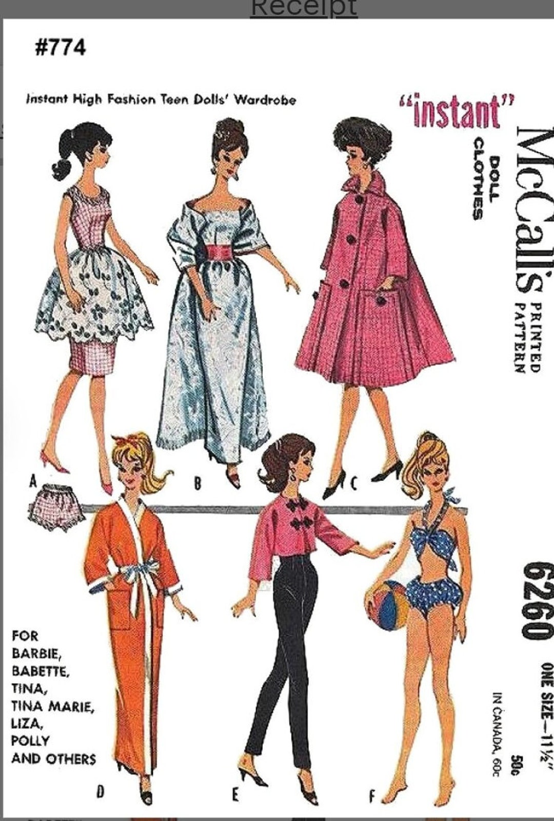 Mccalls Barbie Wardrobe Pattern 6260 - Etsy