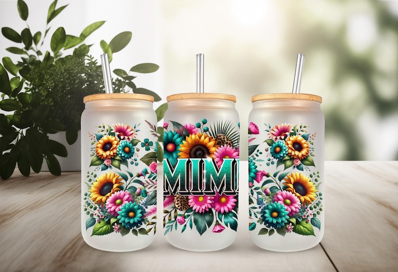 UVDTF Can Glass Wrap, Mimi Floral Tumbler Decal, 16oz Waterproof ...